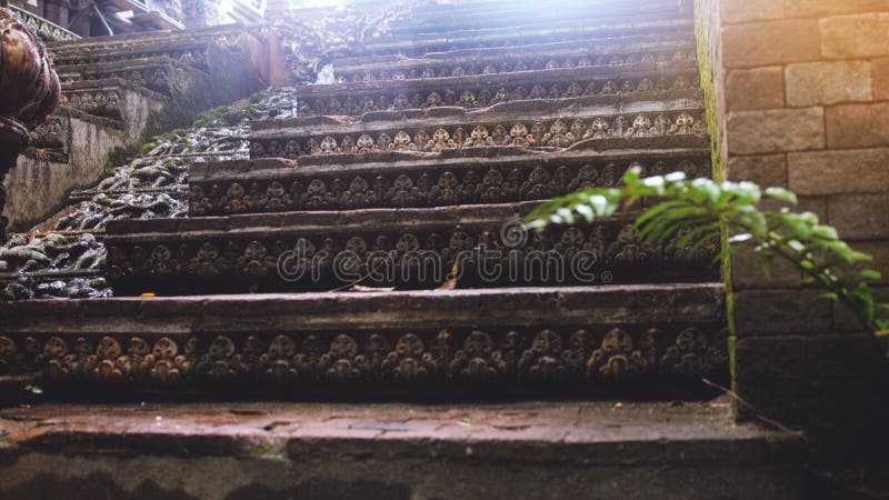 Stair Path To Upper among Nature in Temple with Sun Flare Effect in ...