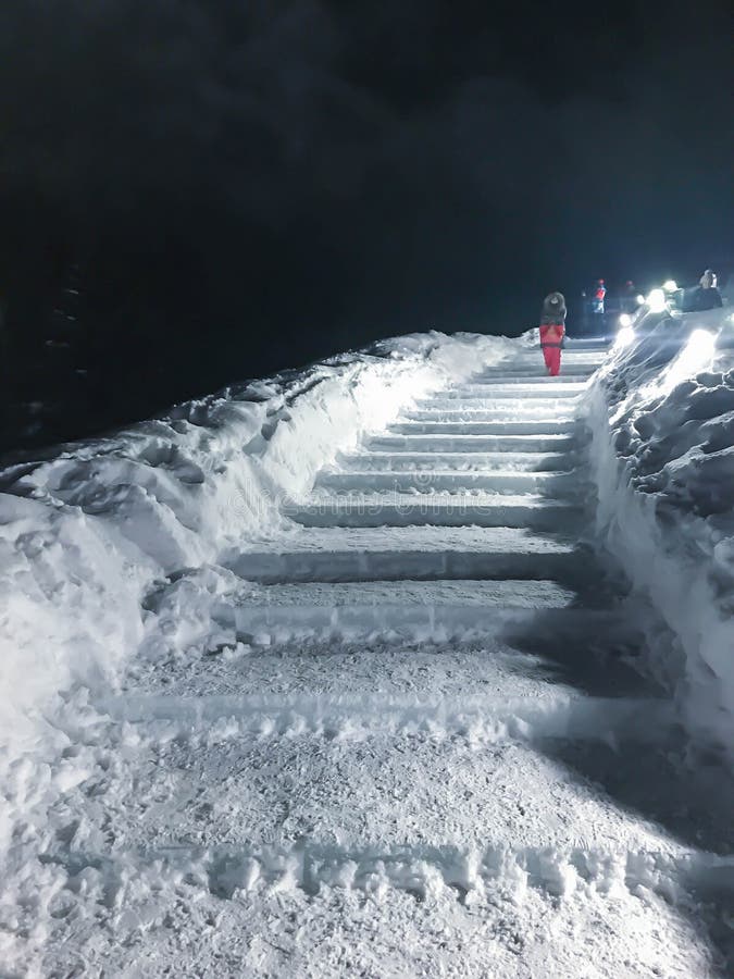 Stair in the snow stock image. Image of nature, architecture - 94964789