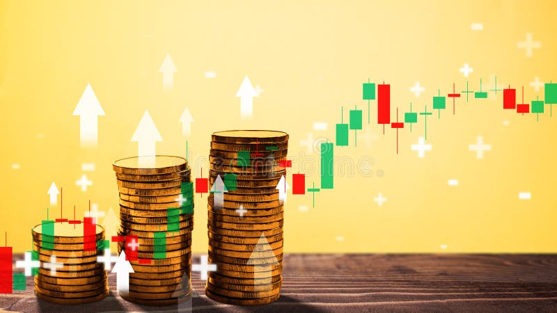 Stair Stack of the Golden Coin with Symbol of Rising Inflation Graph ...