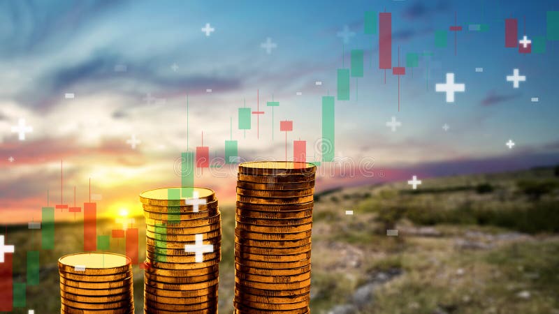 Stair Stack of the Golden Coin with Symbol of Rising Inflation Graph ...