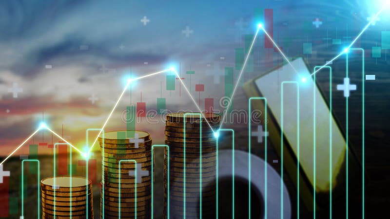 Stair Stack of the Golden Coin with Symbol of Rising Inflation Graph ...