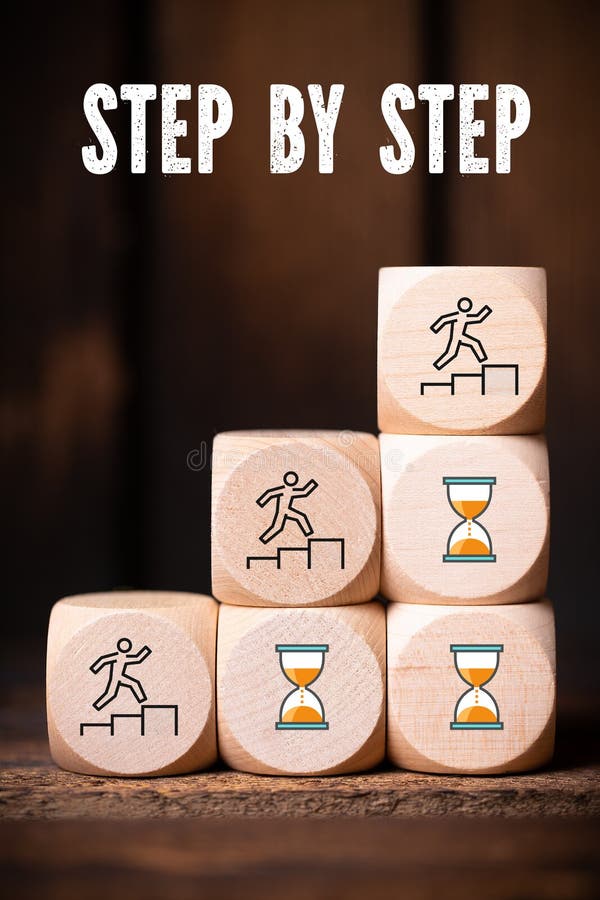 A Stair Symbolized by Cubes and the Slogan: Step by Step Stock Image ...