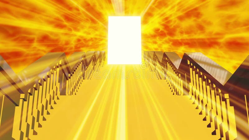 Stair Way Gate Steps Shine Door Animation Stock Footage - Video of ...