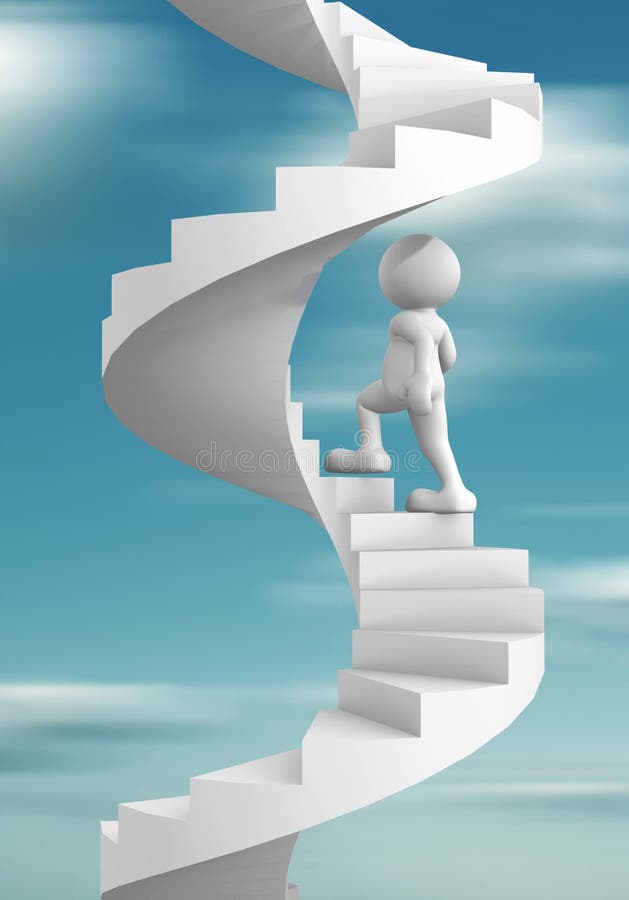 3d People Human Character Climb Spiral Staircase Stock Illustrations ...