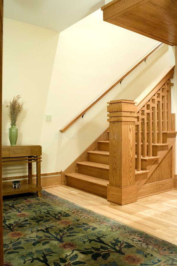 Entry Hall Stairs and Front Door Stock Photo - Image of stair, hallway ...
