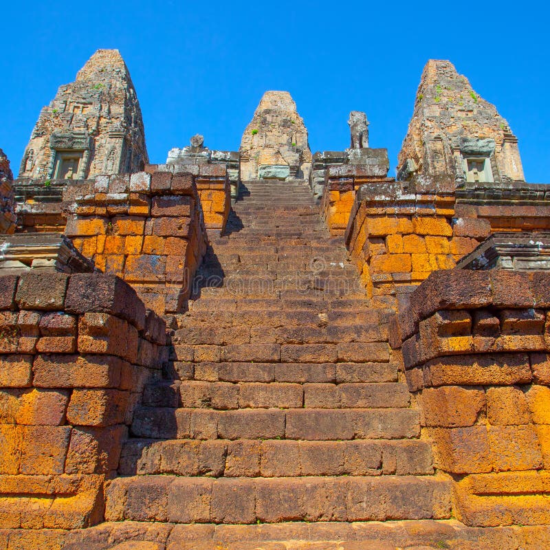 Staircase of Ancient Pre Rup Temple Stock Image - Image of archeology ...