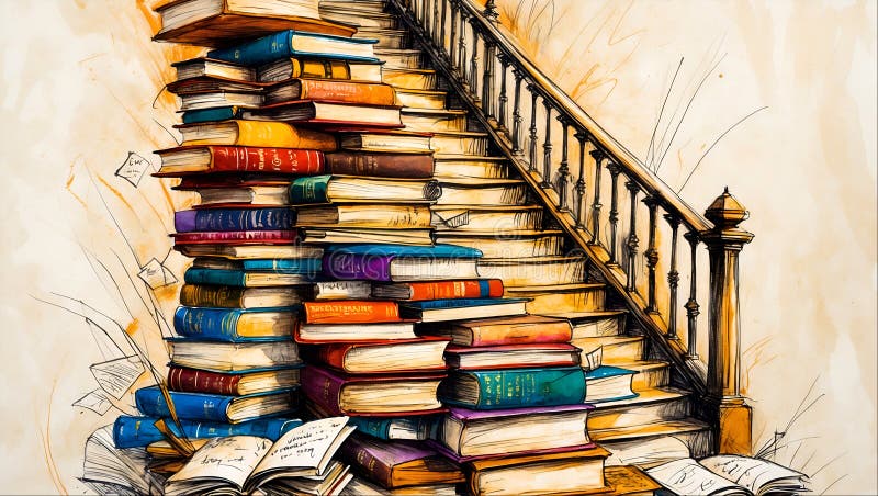 Staircase of Book Stack Learning Progression School Knowledge Study ...