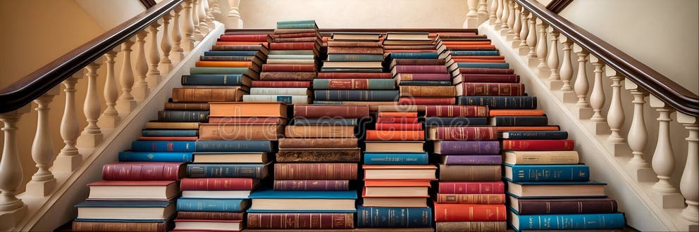 Staircase of Books Learning Progression School Knowledge Study Textbook ...