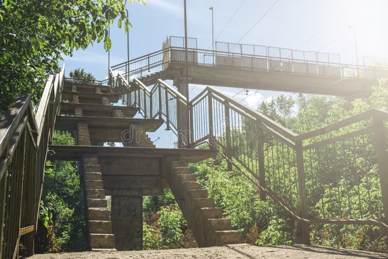 Staircase bridge stock image. Image of concrete, destruction - 258499897