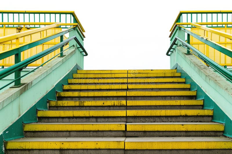 Staircase with Bright Yellow and Green Steps, Leading Up To the Rooftop ...