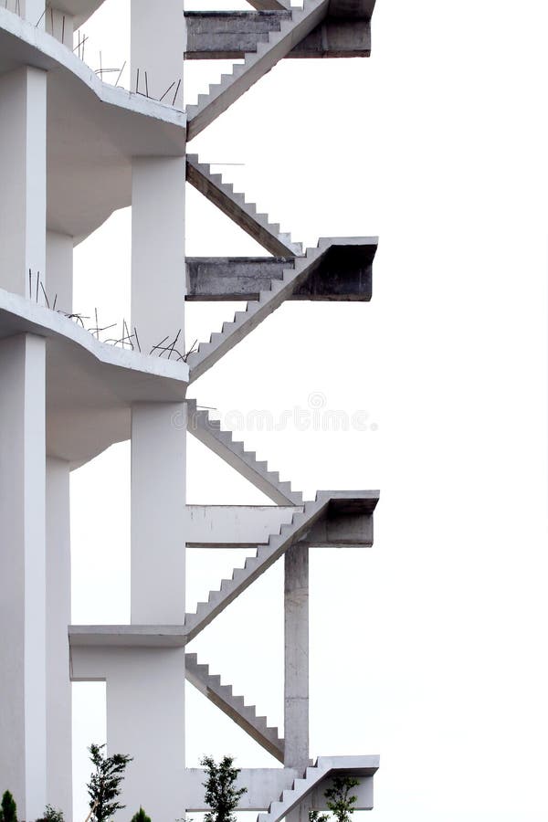 Staircase at Building, Building Construction Site on White Background ...