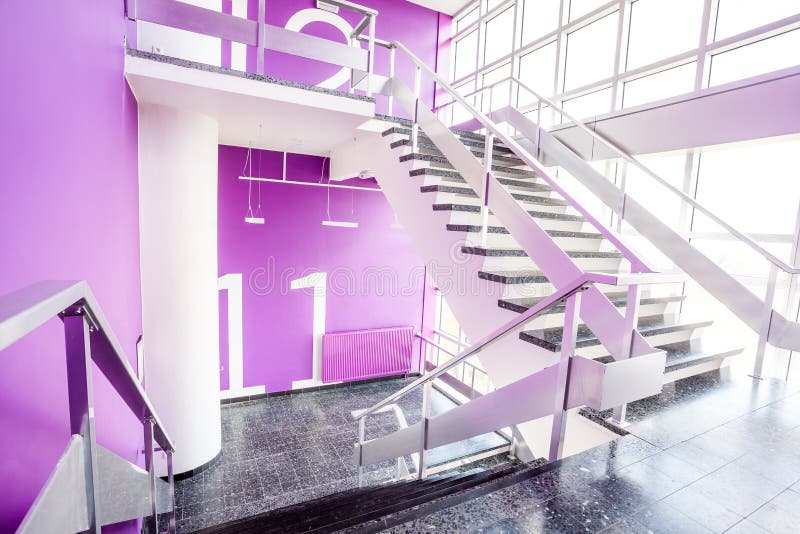 Staircase in an building stock image. Image of banisters - 93165579