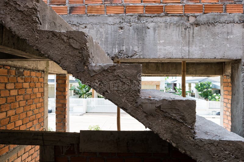 Staircase Cement Concrete Structure in Residential House Stock Image ...