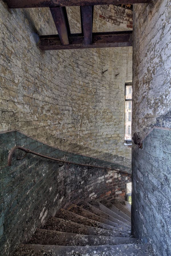 Staircase Down in Derelict Building Stock Photo - Image of building ...