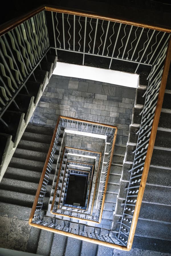 Staircase Down in a Spiral. Geometric Square Steps Down Stock Image ...
