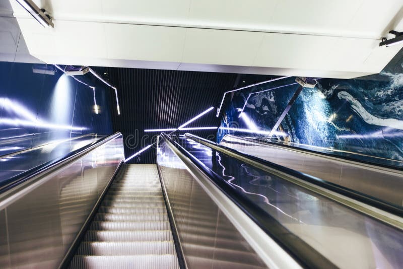 Staircase Escalator Inside the Subway Metro Station Stock Photo - Image ...