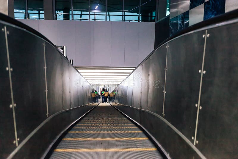 Staircase Escalator Inside the Subway Metro Station Stock Photo - Image ...