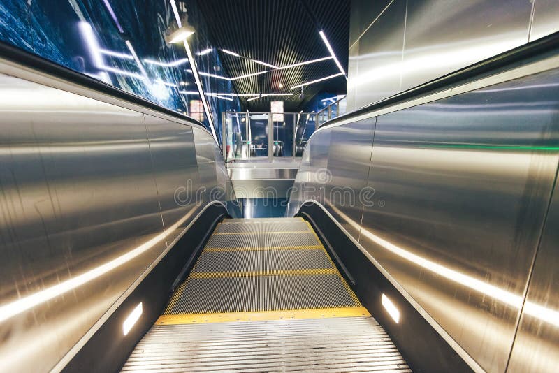 Staircase Escalator Inside the Subway Metro Station Stock Image - Image ...