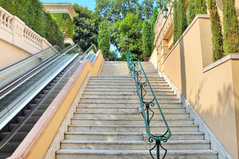 Staircase and Escalator in Monte Carlo, Monaco. Stock Photo - Image of ...