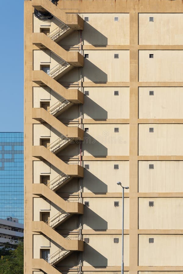 Staircase on Exterior of High Rise Warehouse. Building Abstract ...