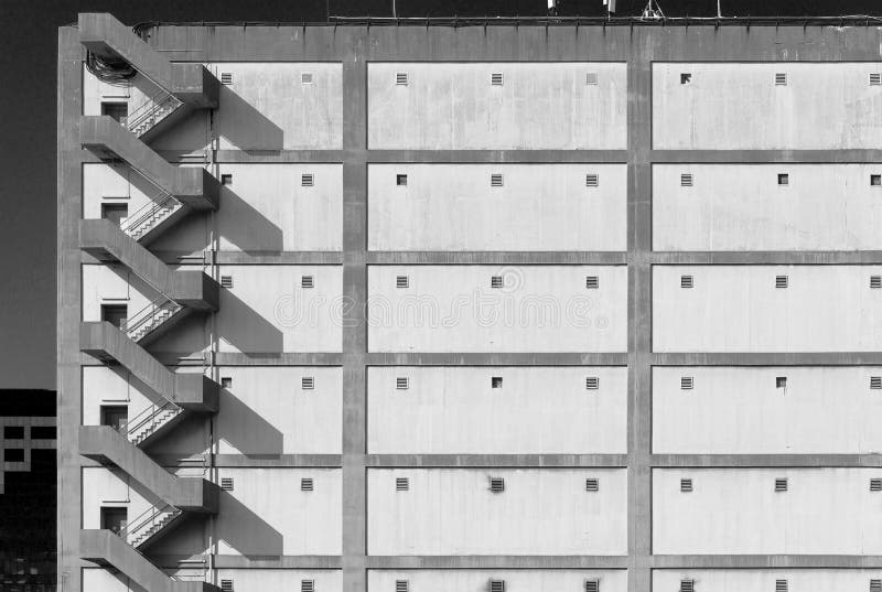 Staircase on Exterior of High Rise Warehouse. Building Abstract ...