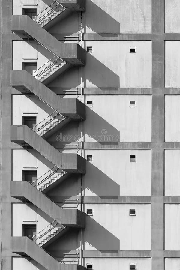 Staircase on Exterior of High Rise Warehouse. Building Abstract ...