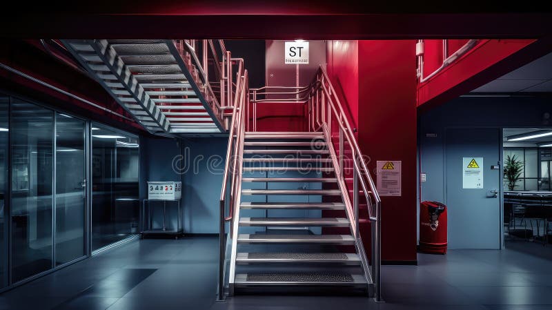 Staircase fire exit stock illustration. Illustration of safety - 336171162