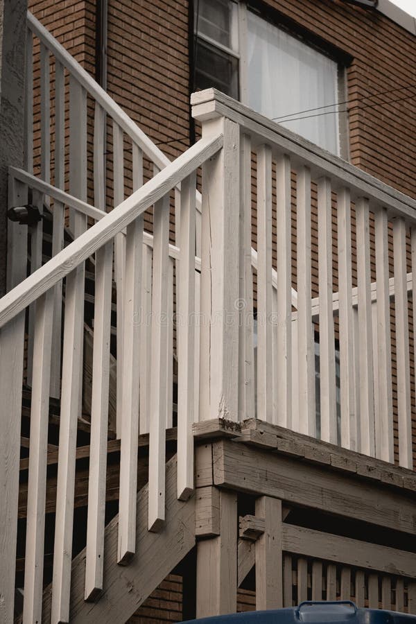 Staircase of a House with Wooden Railings Stock Image - Image of ...