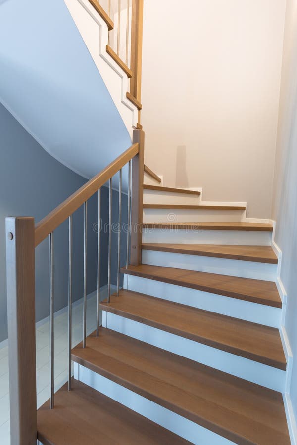 Staircase Interior with New Steps Stock Image - Image of renovation ...