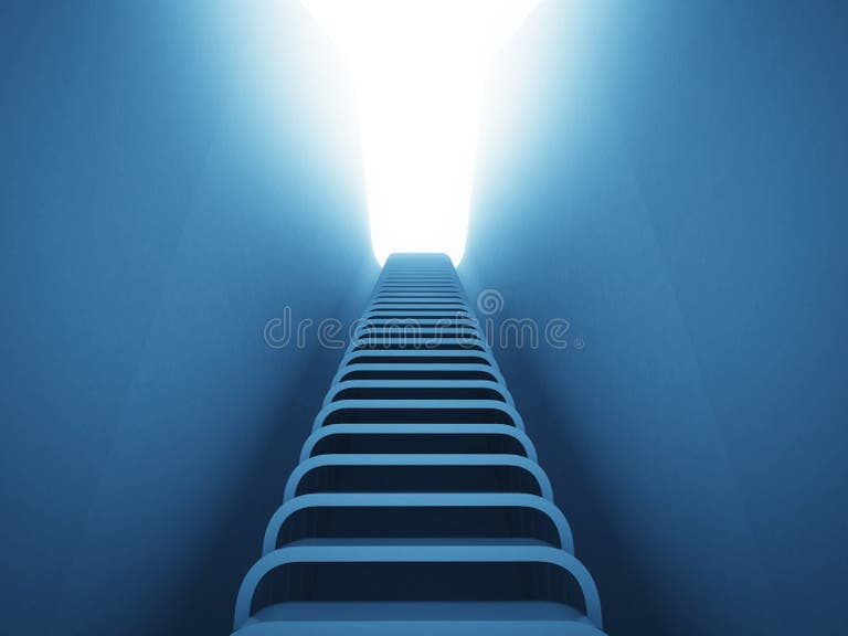 Staircase Ladder Up Perspective in Blue Light Stock Illustration ...