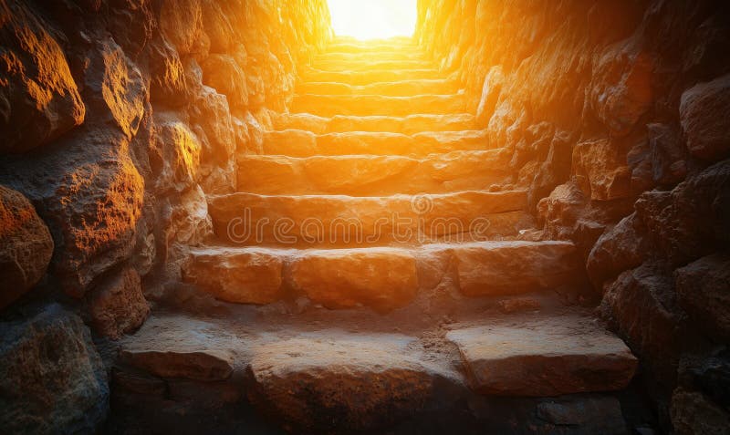 Staircase Leading Bright Light Ancient Stone Structure Stock Photos ...