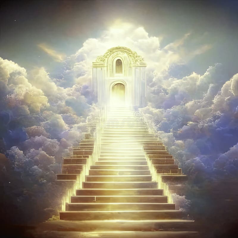 Staircase Leading To Heaven. 3d Rendering. Computer Digital Drawing ...