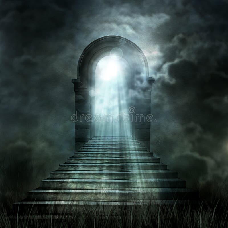 Staircase Leading To Heaven or Hell. Light at End of Tun Stock ...