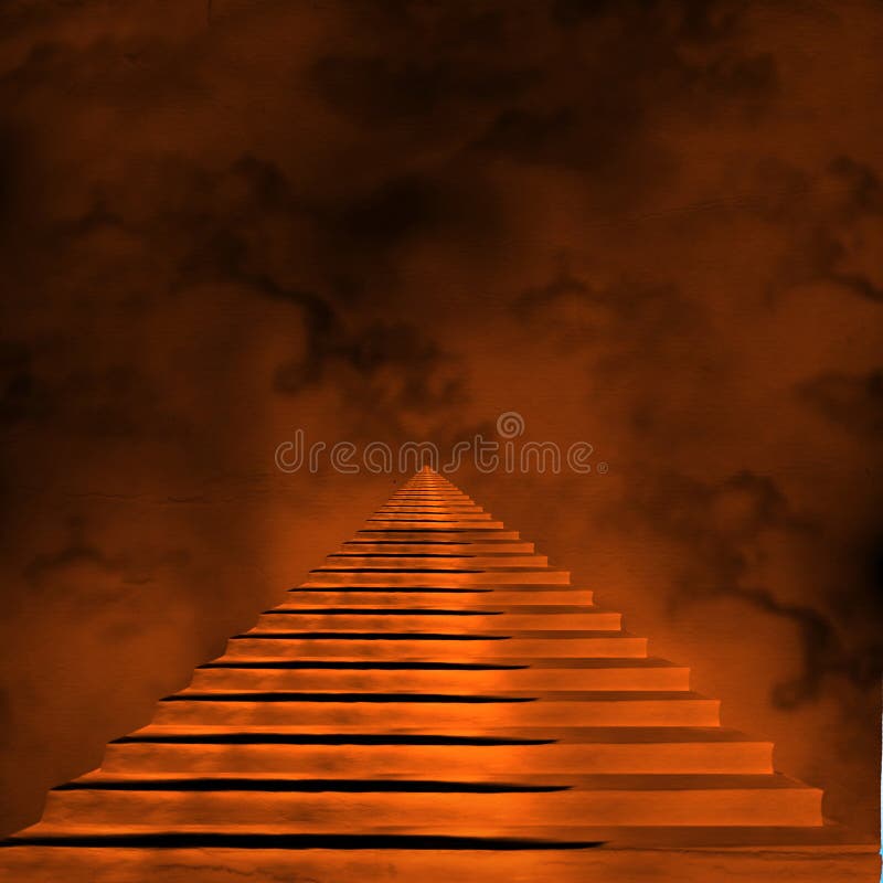 Staircase Leading To Heaven or Hell. Light at End of Tun Stock ...