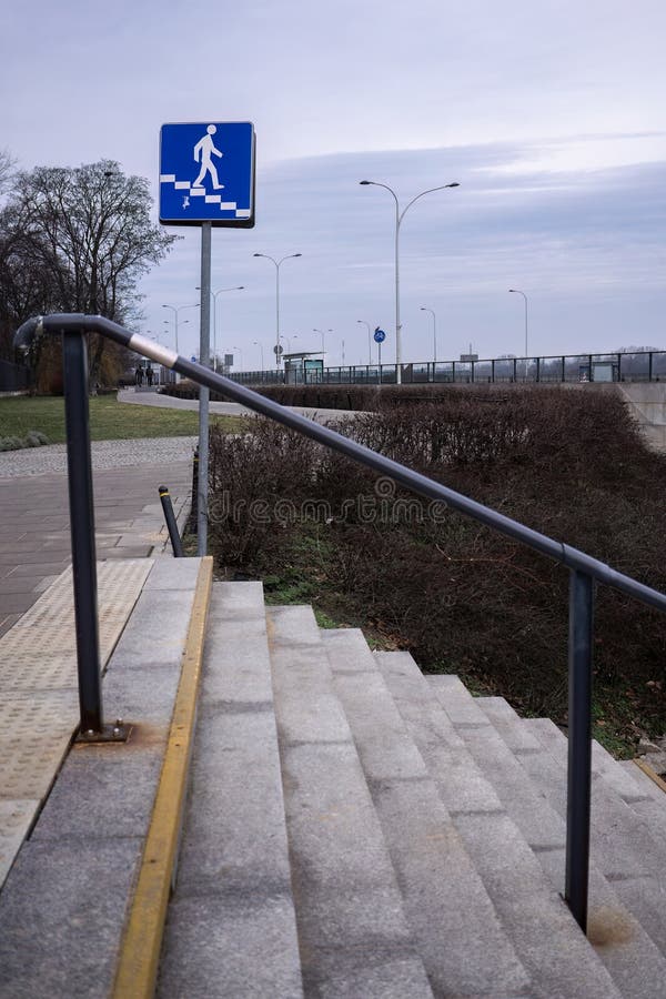 Staircase Leading Pedestrian Walkway Sign Stock Photos - Free & Royalty ...