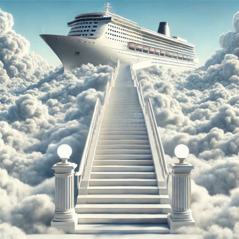A Staircase Leading To the Ship in the Clouds. Stock Image - Image of ...