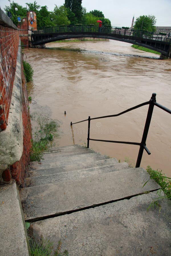 Staircase that Leads Down To the River during the Flood Stock Image ...