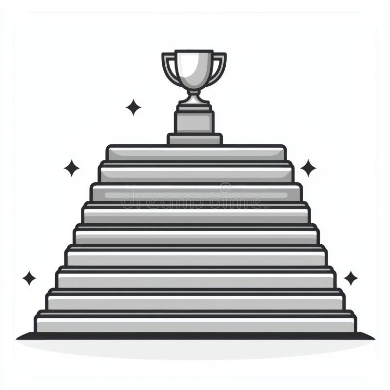 Staircase Leads To Trophy, Symbolizing Achievement and Success Stock ...
