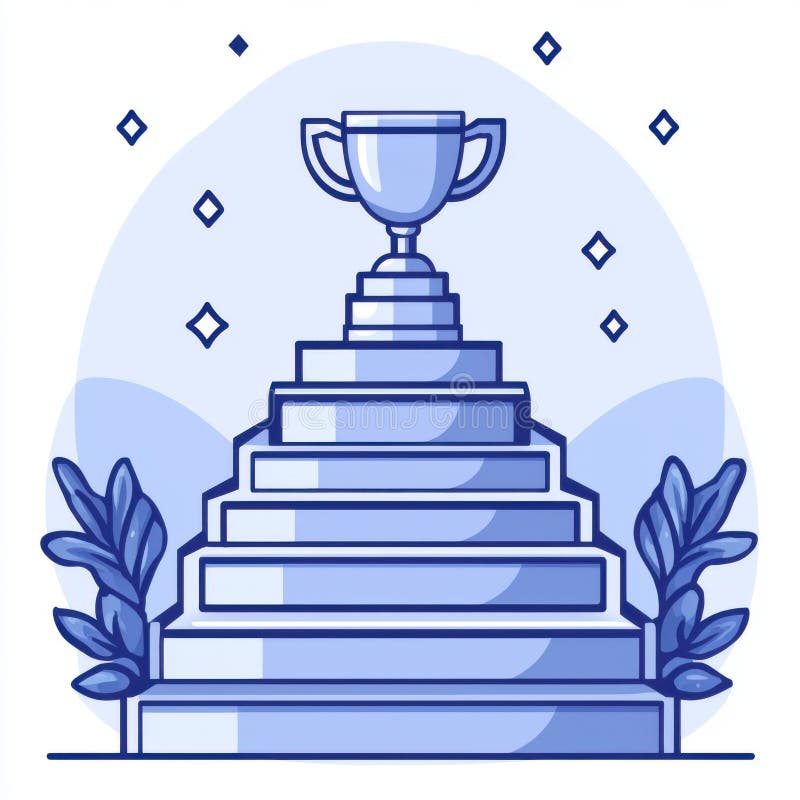 Staircase Leads To Trophy, Symbolizing Achievement and Success Stock ...