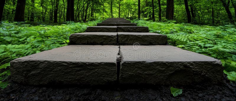 A Staircase Made of Large, Flat Stones in a Forest. Stock Image - Image ...