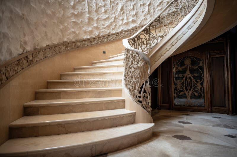 Staircase Made of Natural Stone with Intricate Patterns and Textures ...