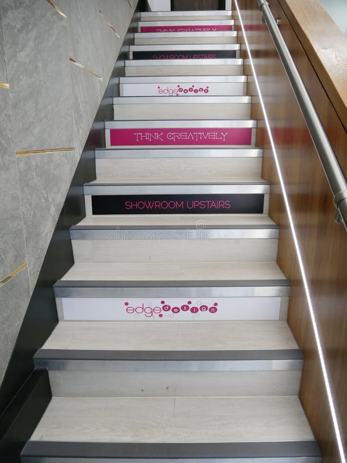 Staircase with Messages in the Steps Editorial Photo - Image of wood ...