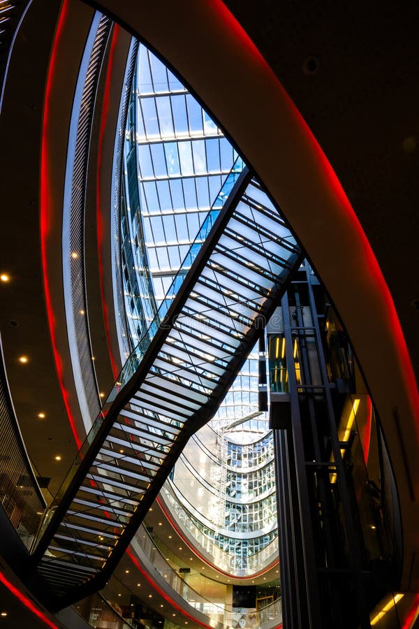 Staircase in a Modern Building Complex with Stores from One Gallery To ...