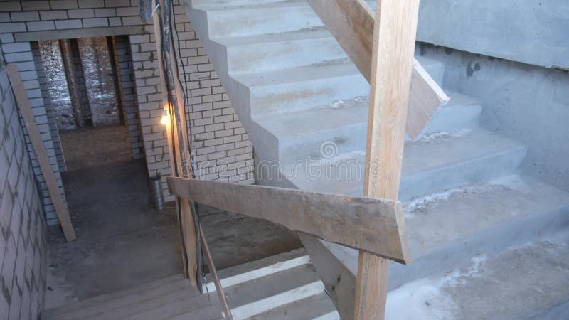 Staircase of Multi-storey Building Under Construction with Brick Walls ...
