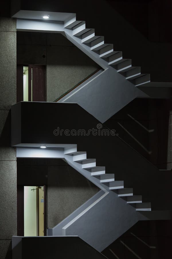 Staircase in the Night Illumination. Stock Image - Image of abstract ...