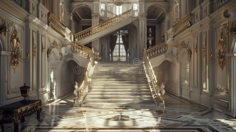 Staircase in an old palace stock illustration. Illustration of ...
