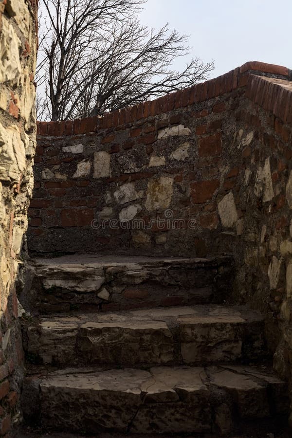 Staircase Outside a Tower of a Castle Stock Image - Image of building ...
