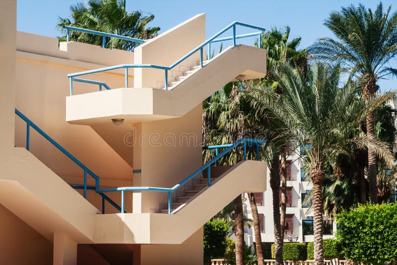 Staircase Outside in a Villa Hotel with Palm Tree in Egypt Stock Image ...
