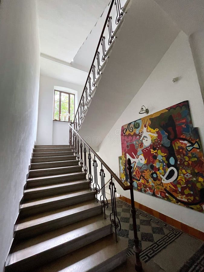 Staircase with a picture editorial photo. Image of wall - 247992766