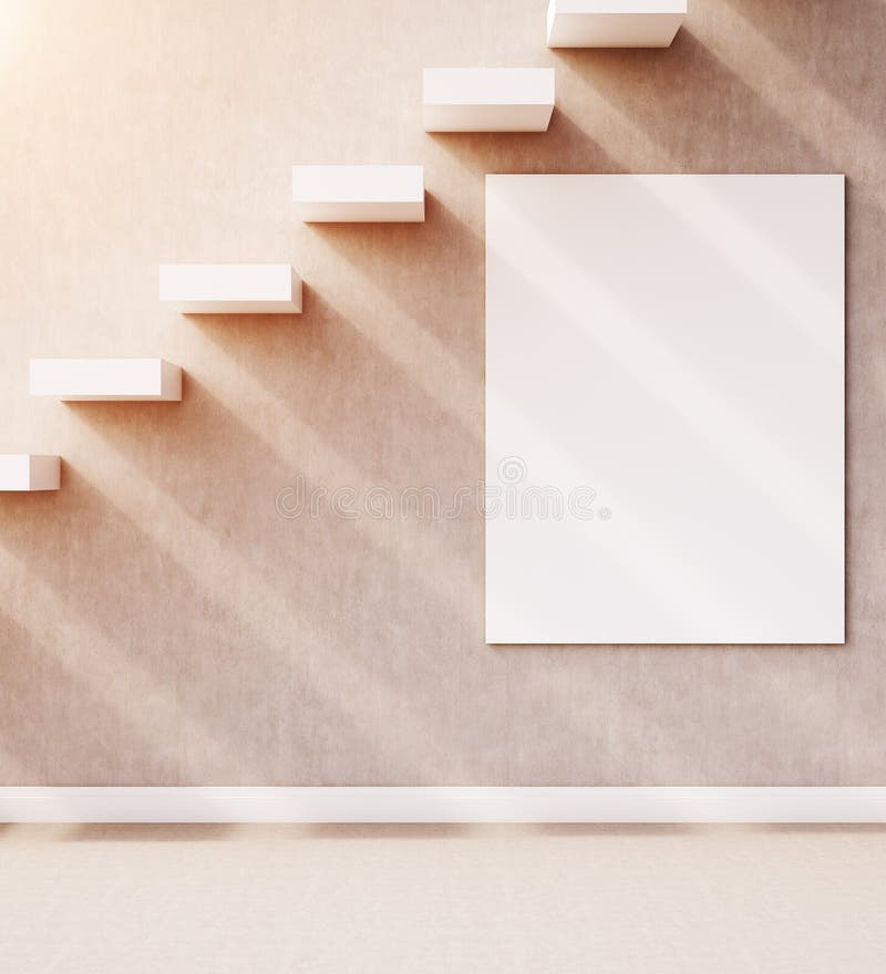 Staircase with poster stock illustration. Illustration of empty - 75701674